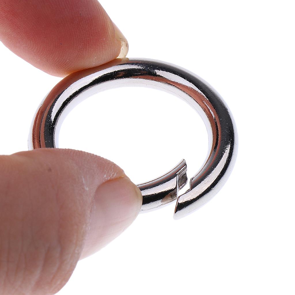 5x Round Carabiner Camping Spring Snap Clip Hook Keychain Key Ring 15mm ...