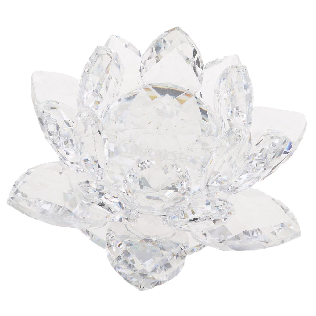 Large Crystal Lotus Flower Ornament with Gift Box, Feng Shui Decor ...
