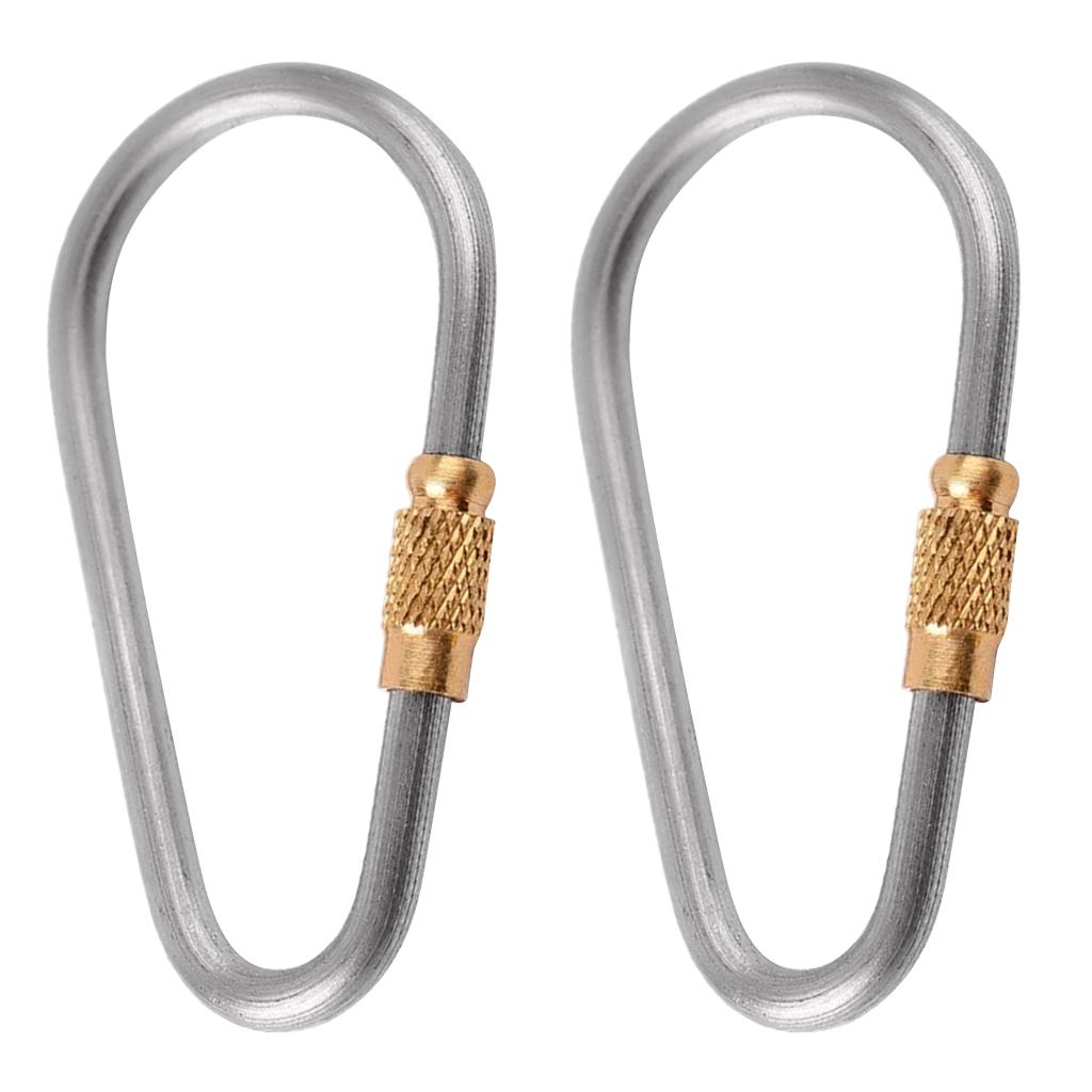 2 Pcs Titanium Alloy Carabiner Clip Keychain Hook Key Ring Pocket Tools ...