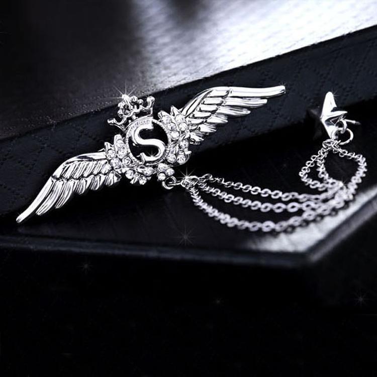 Silvergold Chain Tassels Suit Brooch Lapel Pin Neck Collar Tip Mens Brooch Pin Ebay