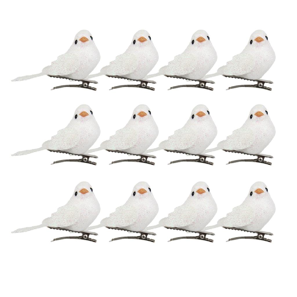 12x Artificial Birds on Clips Foam Birds for DIY Crafts Home Garden ...
