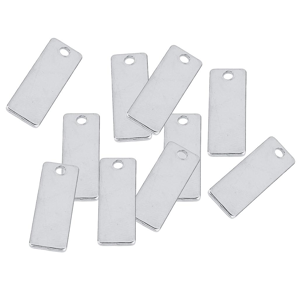 20x Rectangle Tags Stainless Steel Stamping Blanks Charm Pendant Diy ...