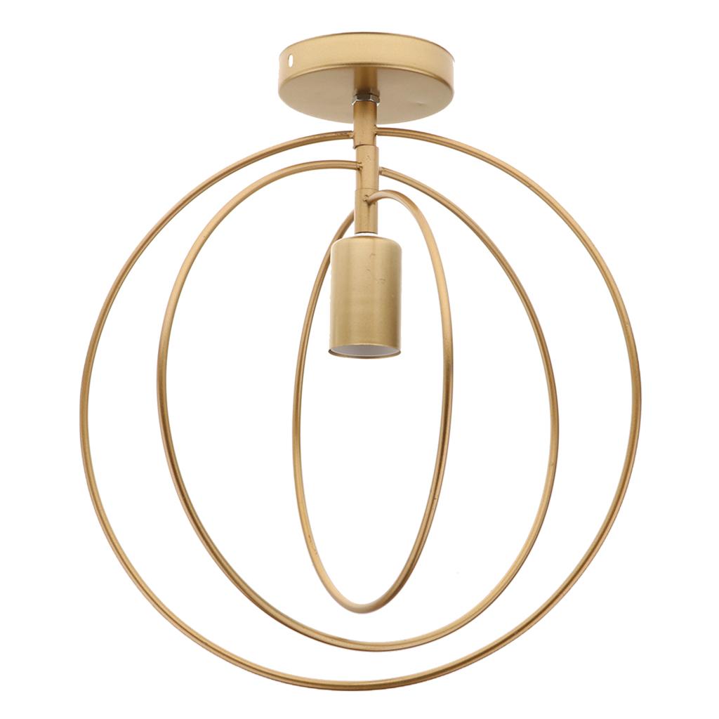 Flush Mount Gold Circle Ceiling Lamp Industrial Retro Pendant Light ...