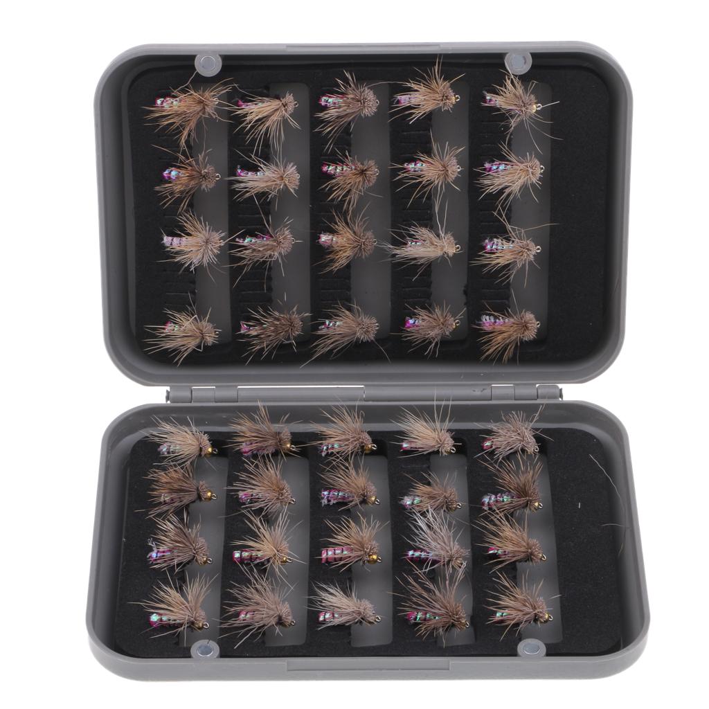 40Pcs Dry Fly Fishing Flies Lures Set with Box,Trout Carp Insect Flies ...