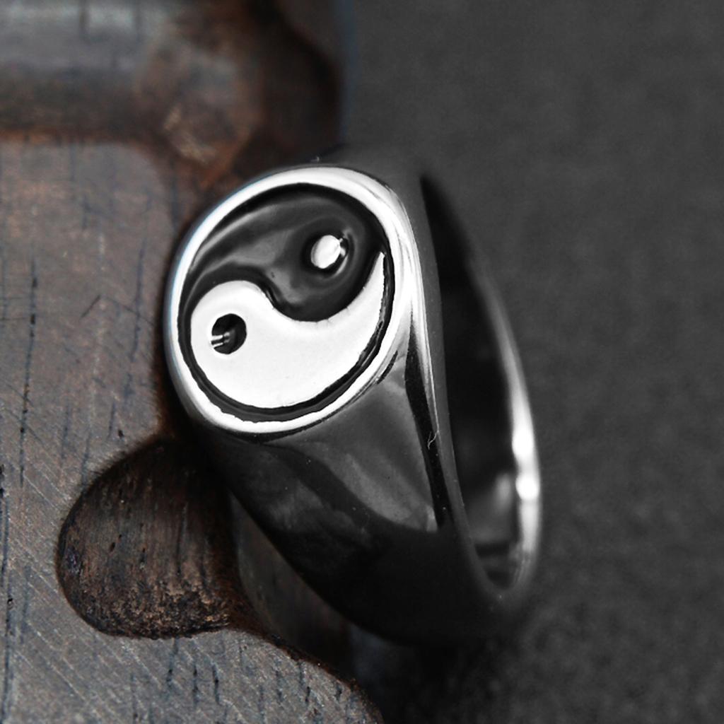 Vintage Men's Ring Yin Yang Symbol Signet Tai Chi Ring Band Taoism ...