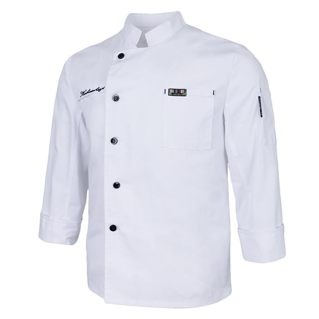 Men Women Chef Jacket Long Sleeve Chefs Coat Apparel Single-breasted ...