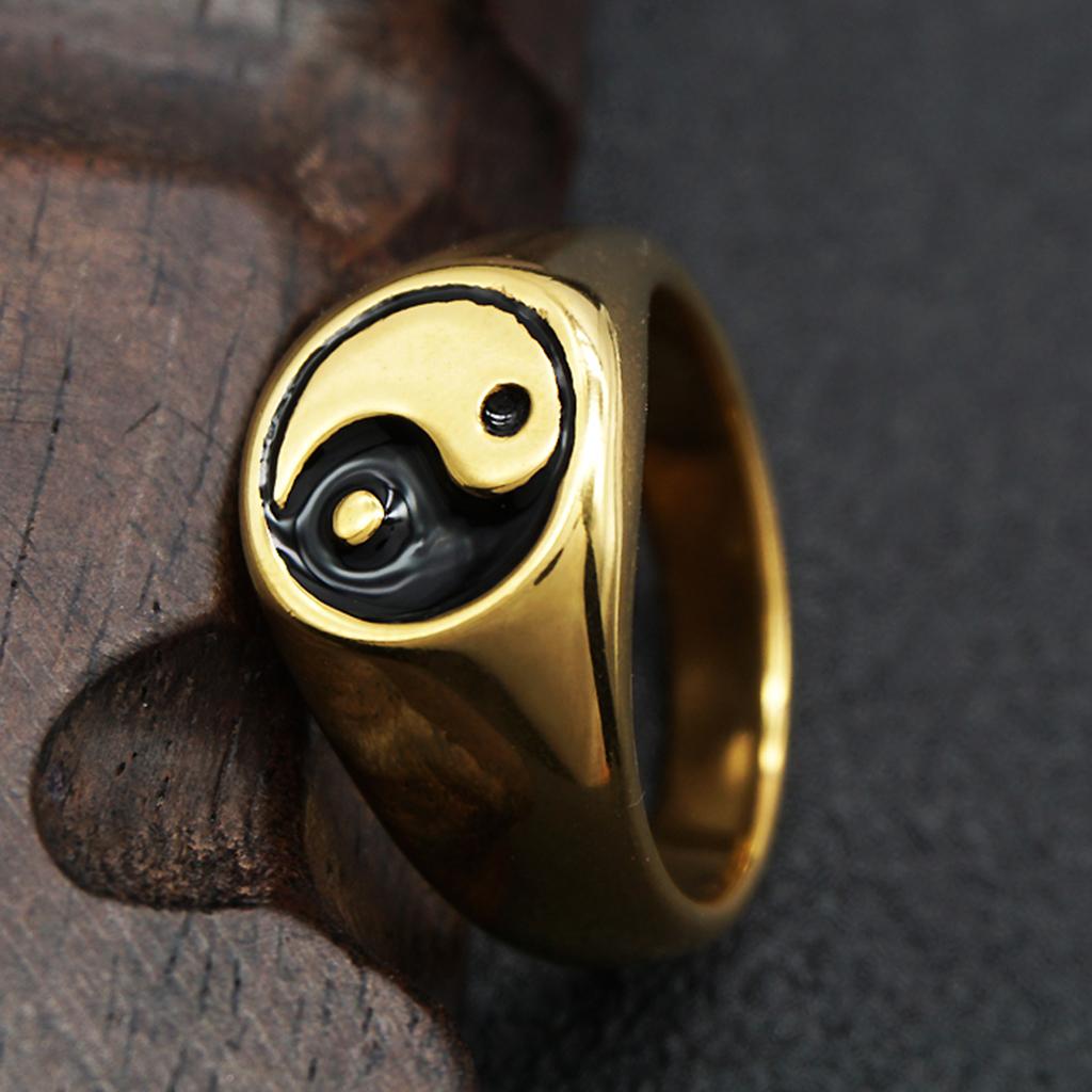 Men's Yin Yang Rings Tai Chi Band San Judas Tadeo Ring Stainless Steel ...