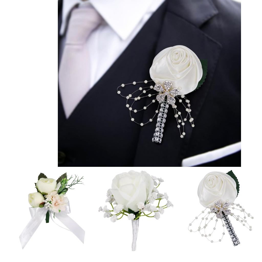 Elegant Stimulated Flower Brooch For Groom Bridegroom Bridal Wedding ...