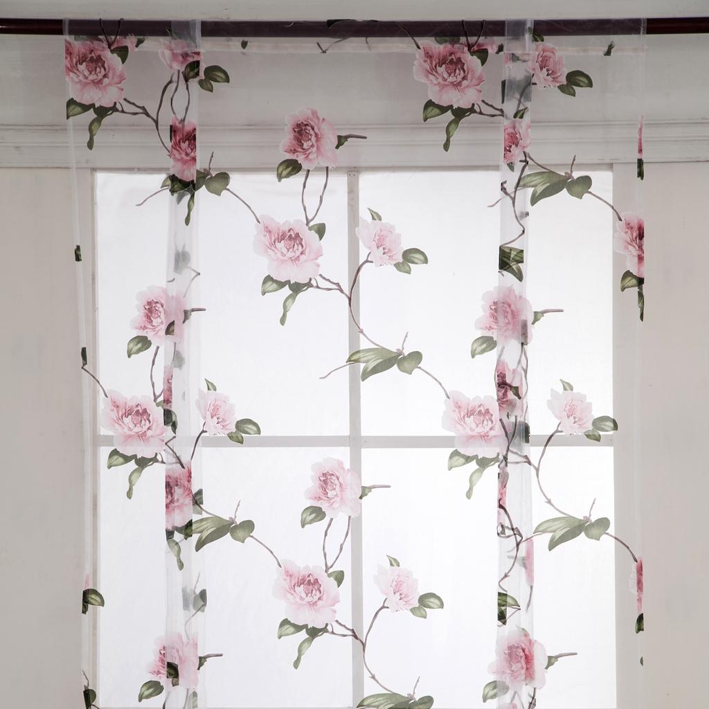 Elegant Flower Short Roman Curtain Tie-up Shade Sheer Voile for Small ...
