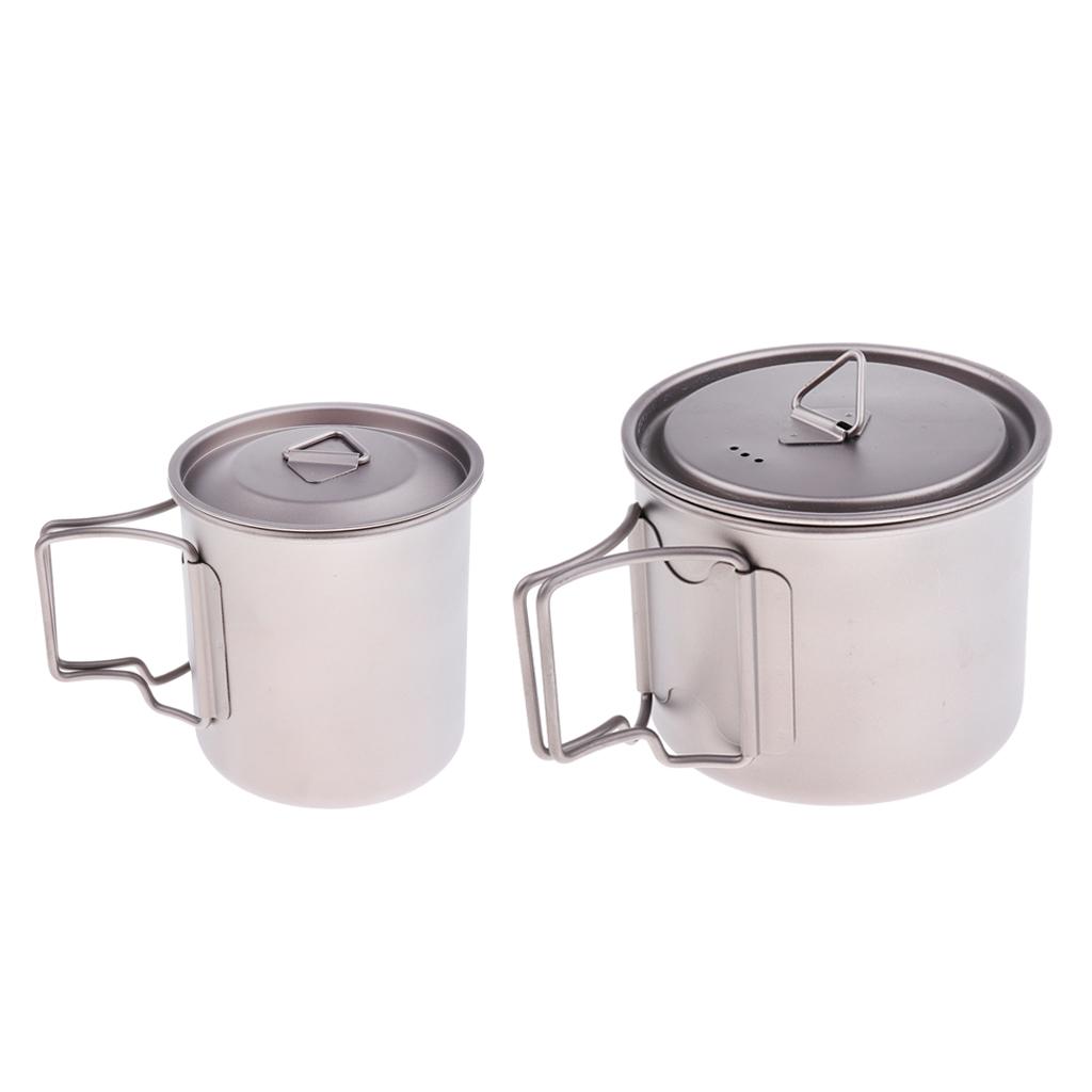 420ml/550ml Folding Handle Titanium Cup/Bowl/Cooking Pot with Lid ...
