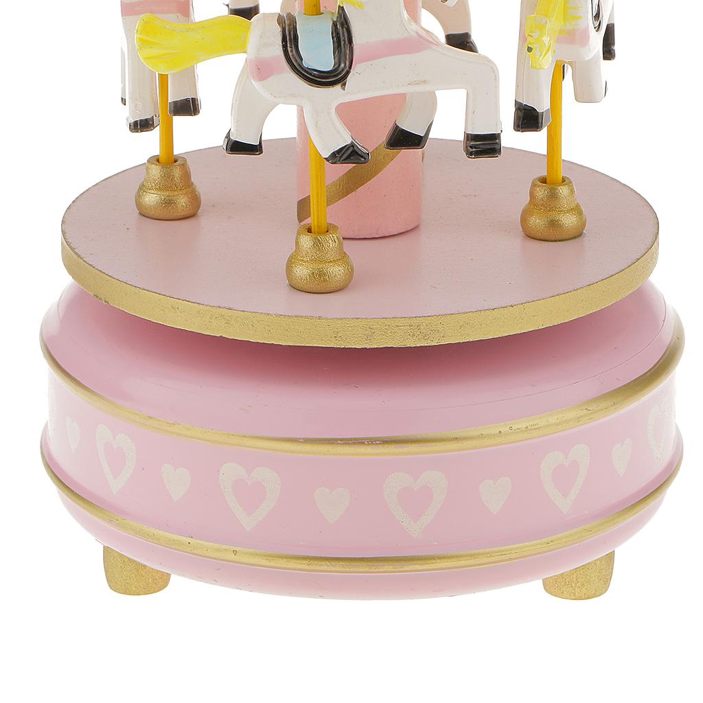 Classic Wooden Carousel Musical Box Wind Up Toy Kids Christmas Gift ...