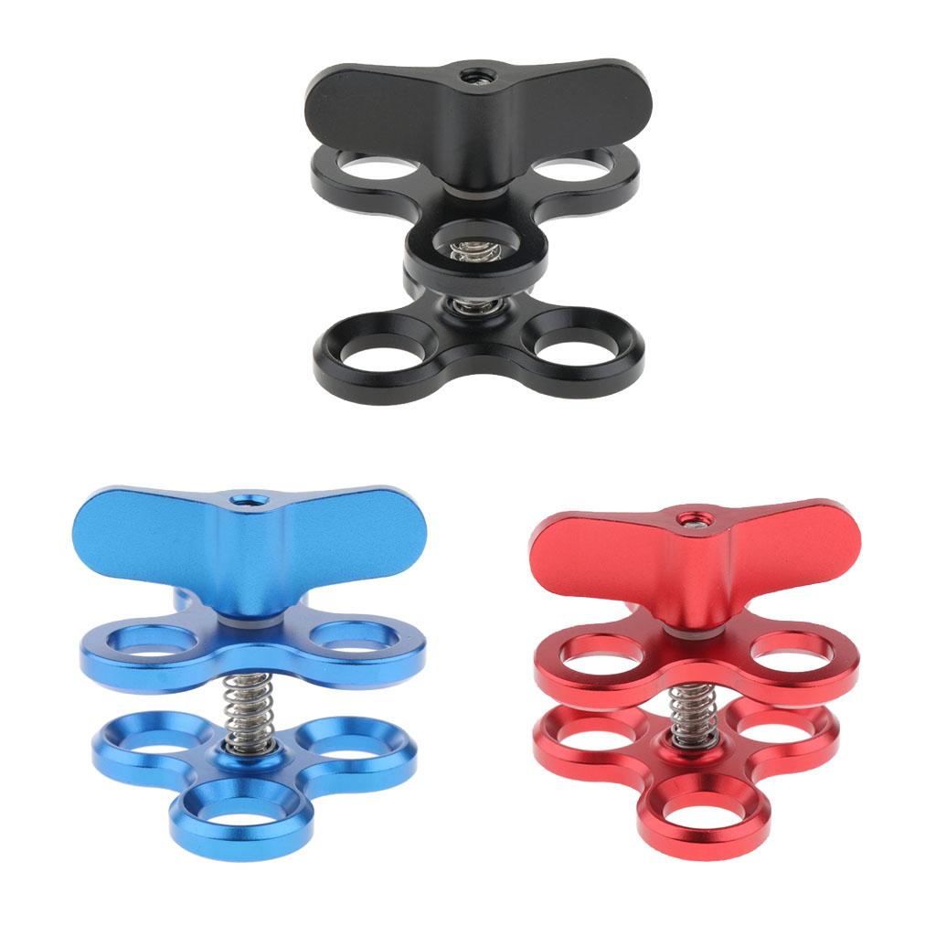 1-inch Ball Butterfly Clip Triple Clamp Mount Adapter Underwater ...