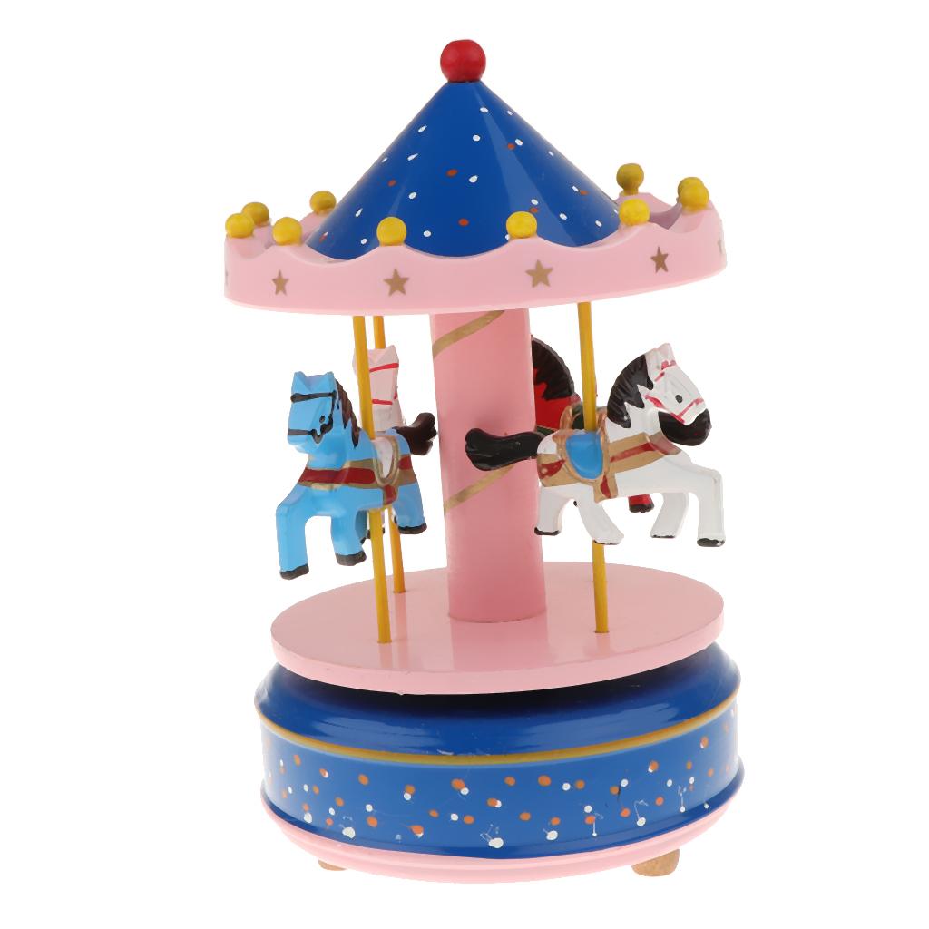 Wooden Carousel Music Box Rotating Carousel Mechanical Music Box | eBay