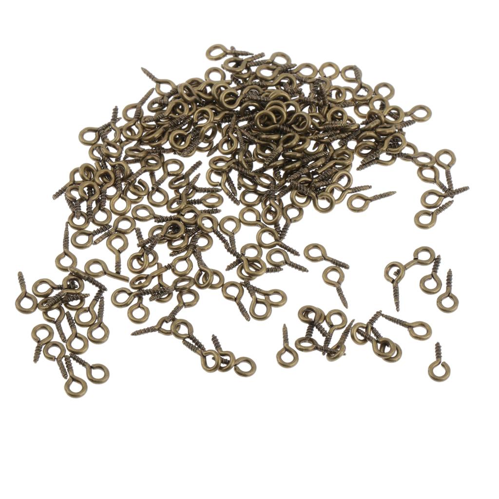 200pcs Craft Mini Eye Pins Eyepins Hooks Eyelets Screw Threaded DIY ...
