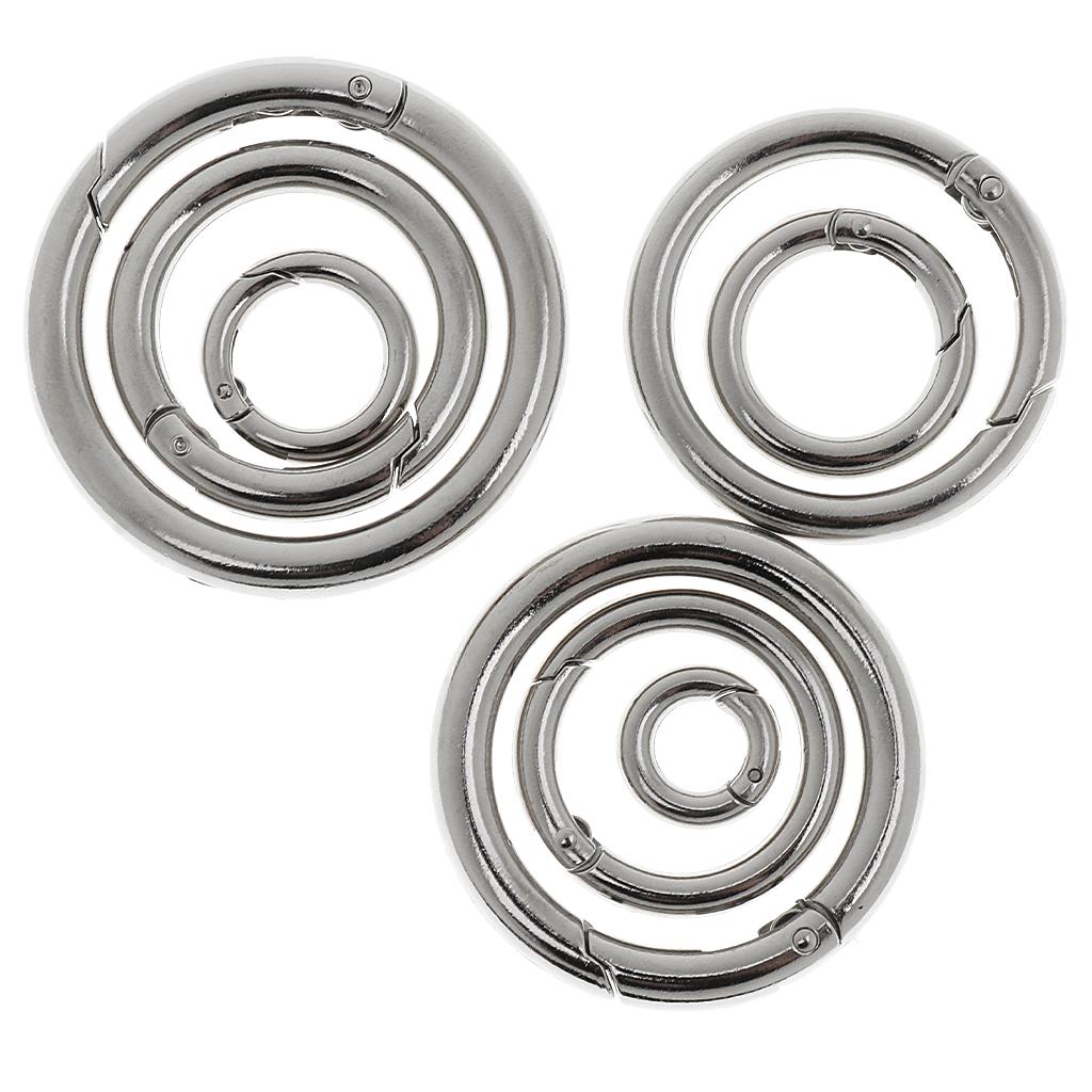 5x Round Carabiner Camping Spring Snap Clip Hook Keychain Key Ring 15mm ...