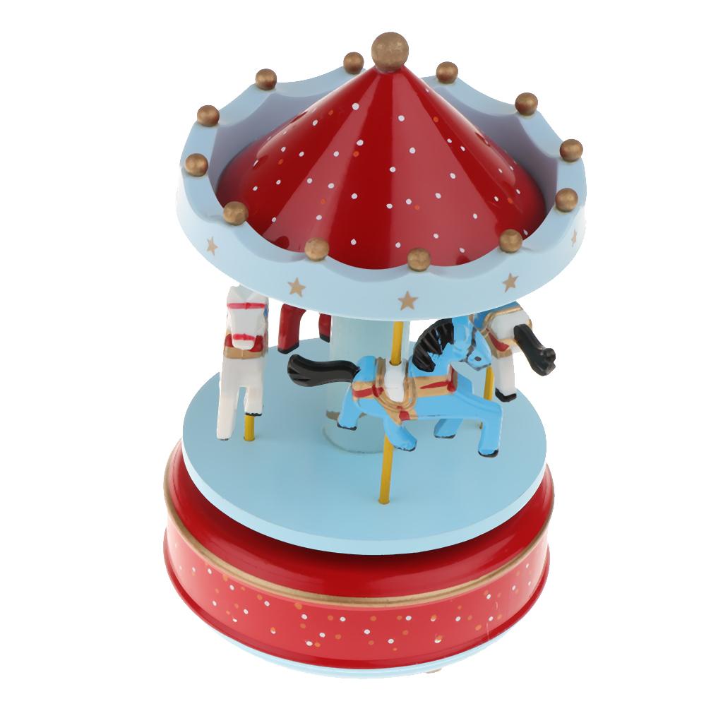 Wooden Carousel Music Box Rotating Carousel Mechanical Music Box | eBay UK