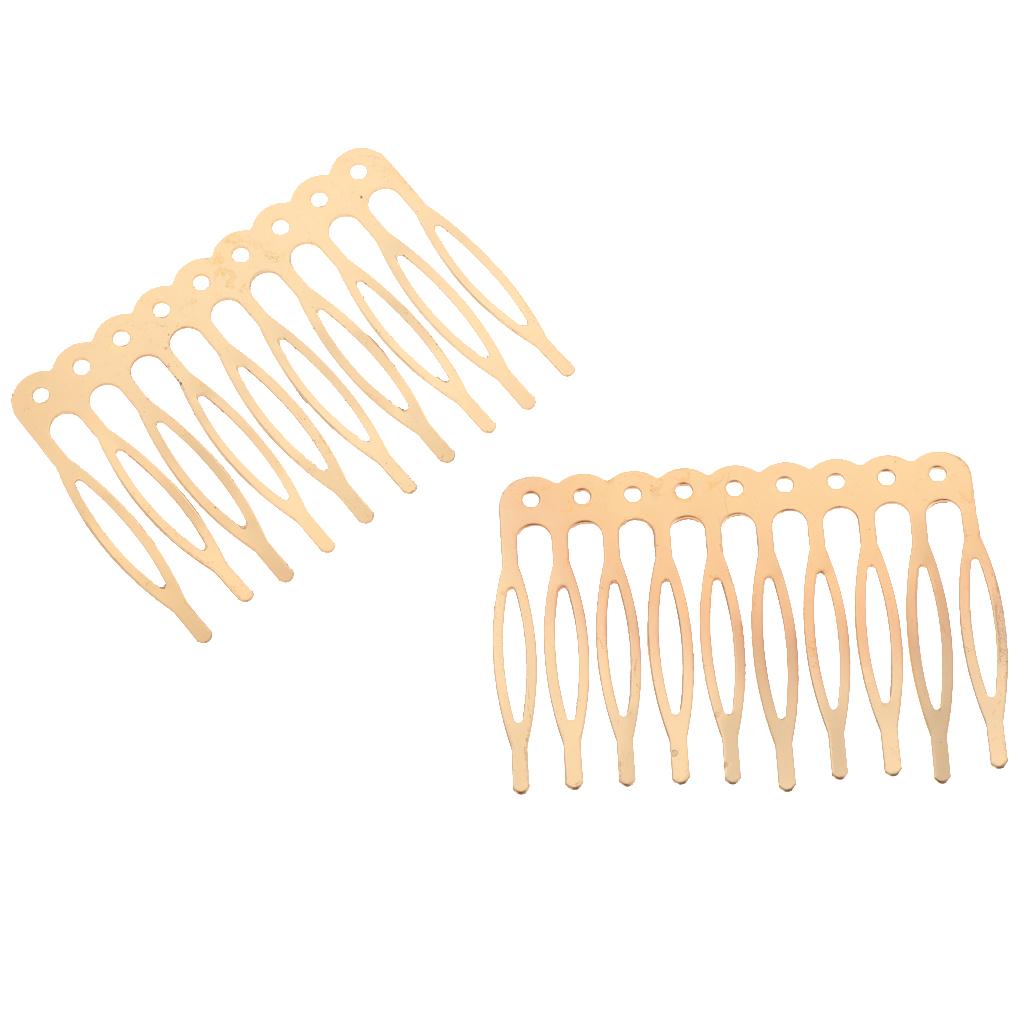 10pcs Silver Gold Bronze Metal Hair Side Combs Clips 55mm 10-Teeth for ...