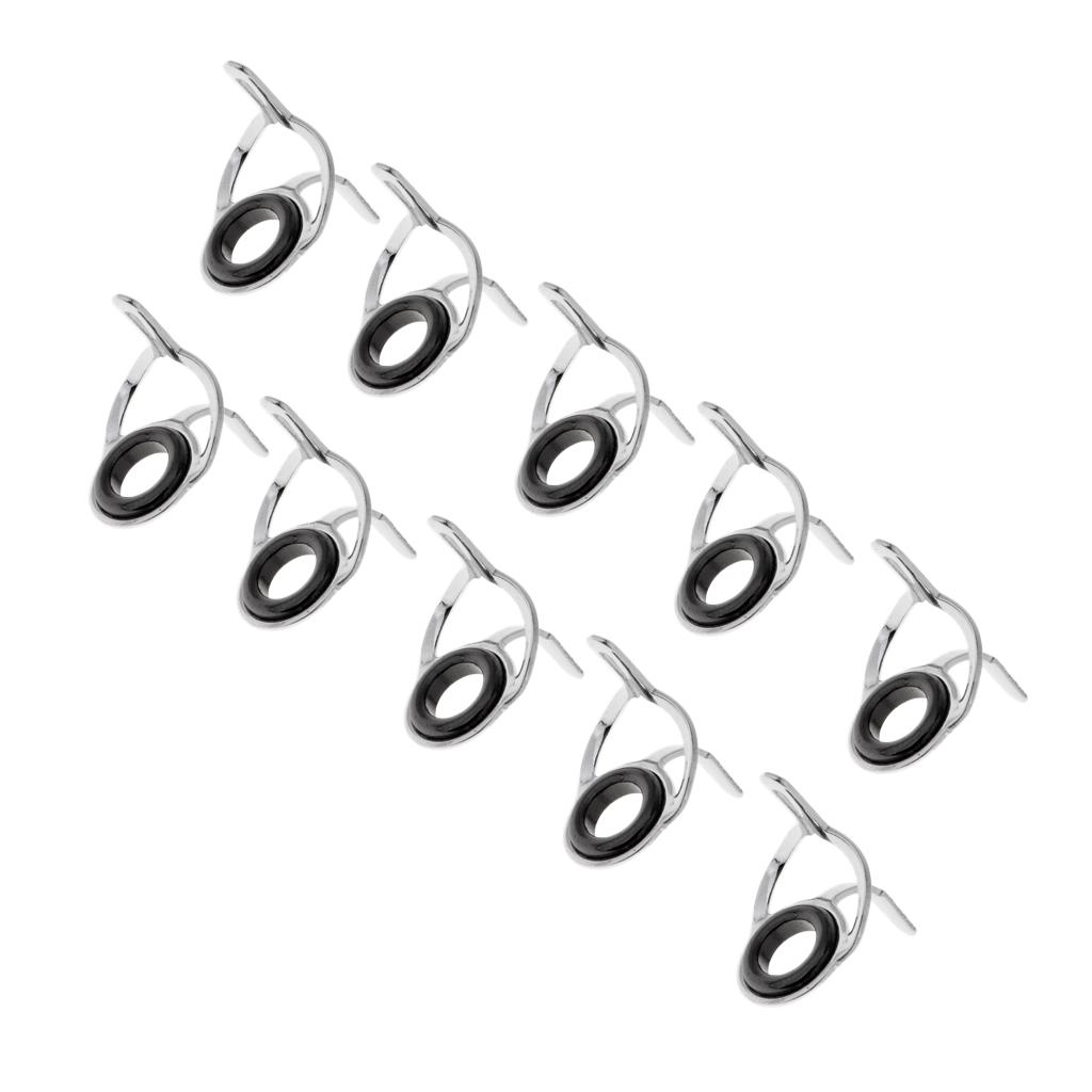10pcs Ceramic Rings Fishing Rod Guide Eyes Free Stainless Steel Frame ...