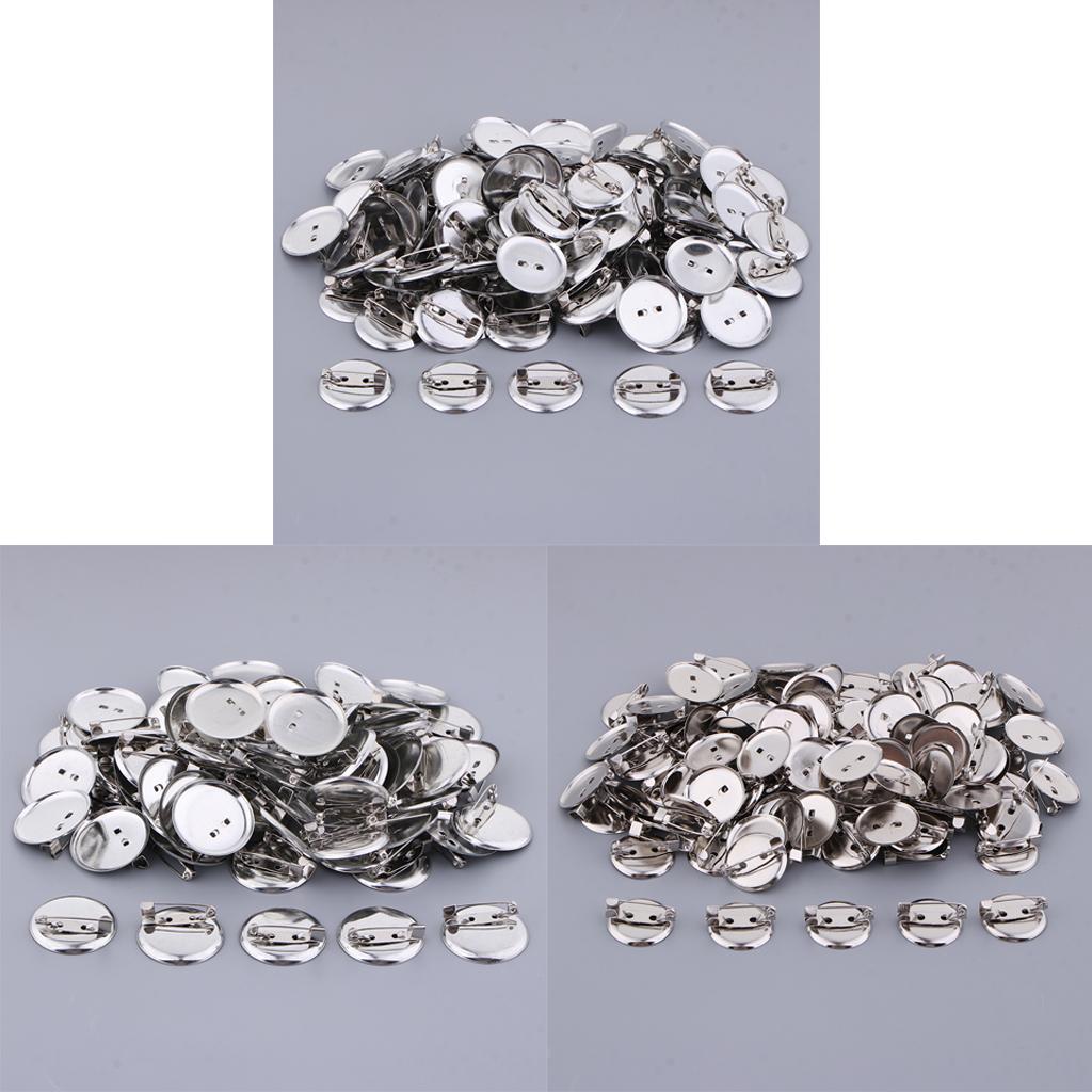 100PCS Flat Round Metal Pin Back Brooch/Badges Findings DIY Crafts ...