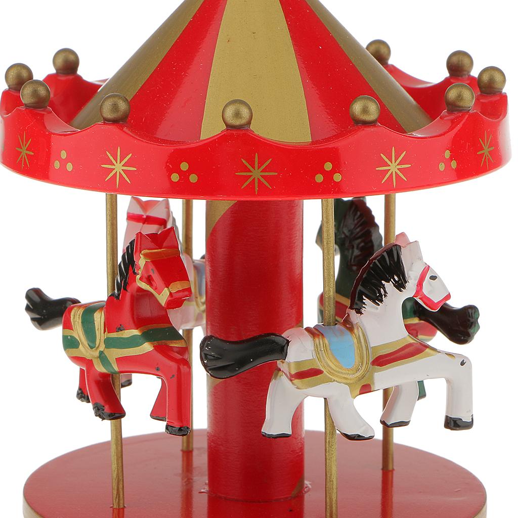 Vintage Wooden Carousel Musical Box Wind Up Toy Kids Christmas Gift ...