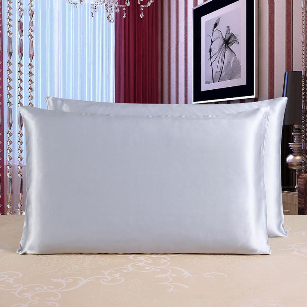 Solid Mulberry Silk Pillowcase Double Sides Silk Pillow Case Cover Zipper Ebay