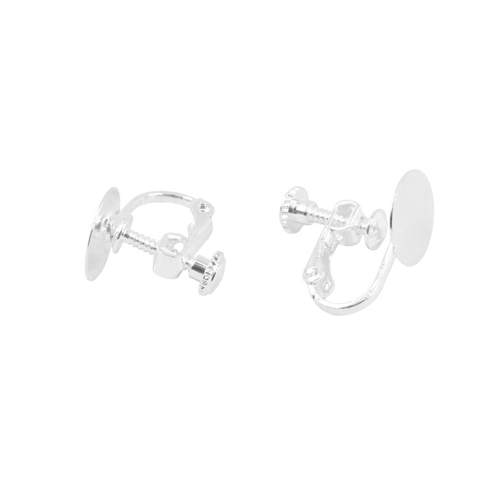 10pcs Screw Back Non-Pierced Earrings Findings with Flat Glue On Pad ...