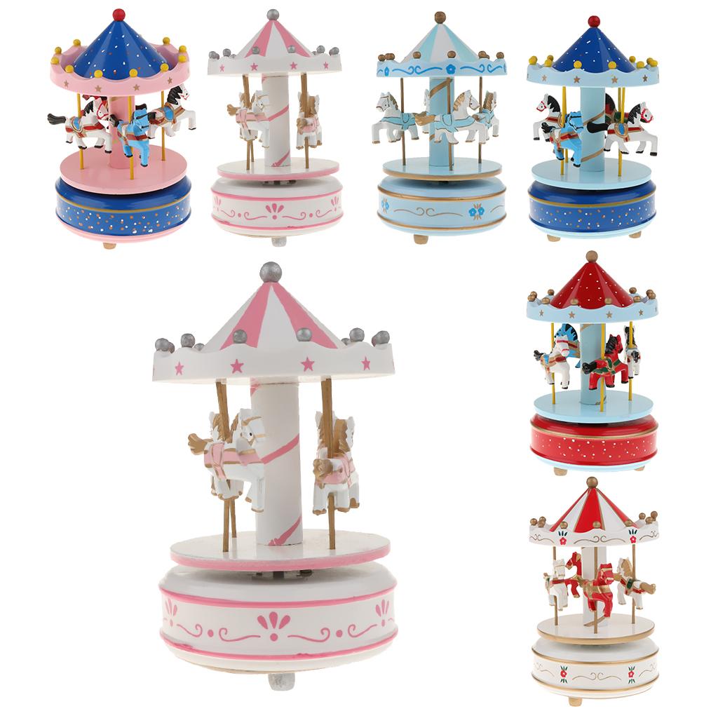 Wooden Carousel Music Box Rotating Carousel Mechanical Music Box | eBay