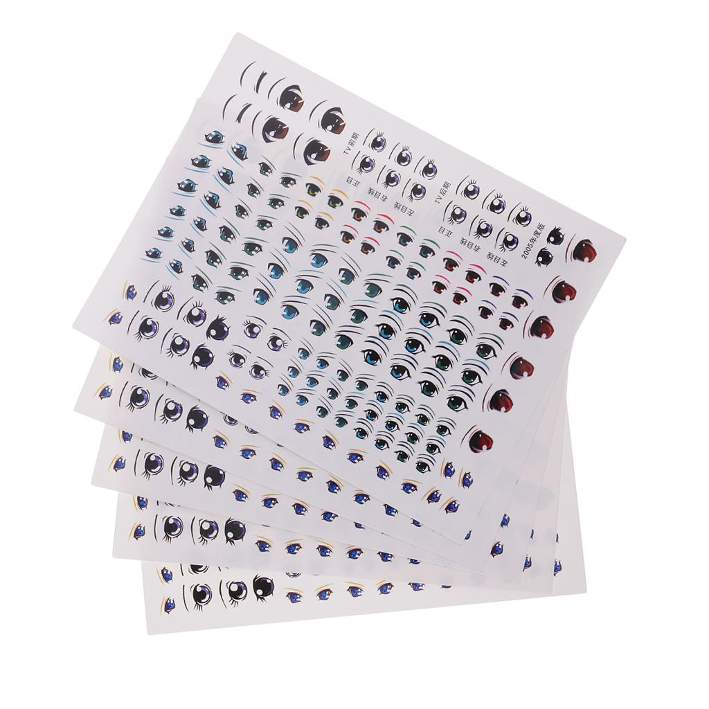 5 Blatt Augen Aufkleber Kunststoff Selbstklebend Puppe Augen Sticker ...