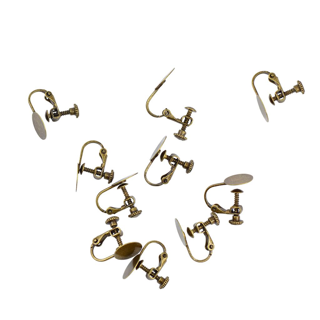 10pcs Screw Back Non-Pierced Earrings Findings with Flat Glue On Pad ...