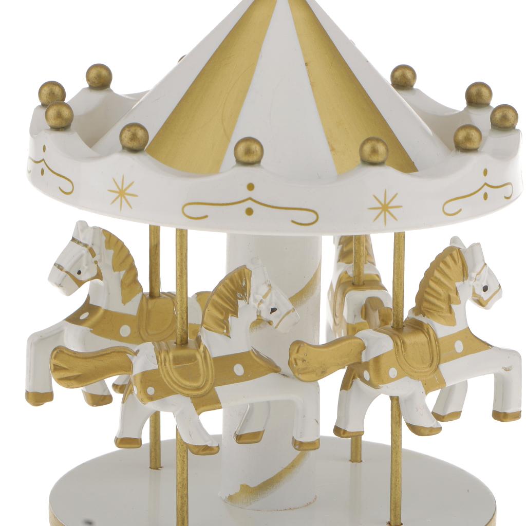 Vintage Wooden Carousel Musical Box Wind Up Toy Kids Christmas Gift ...